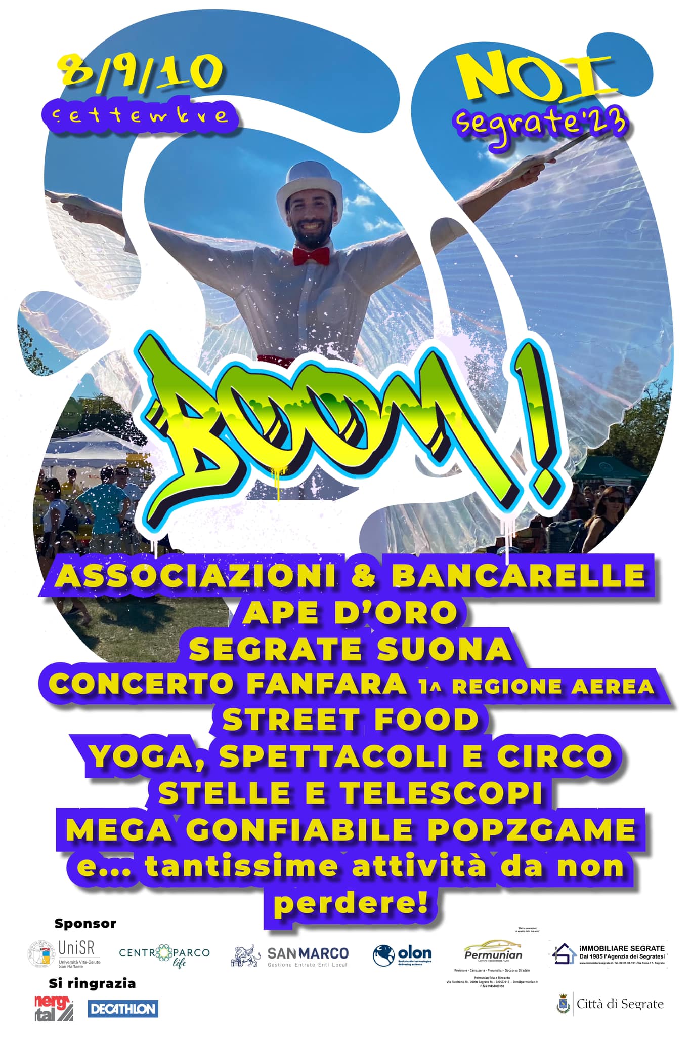 Comune di Segrate - "NOI SEGRATE 2023 BOOM" Festa della Città! 8/9/10 settembre